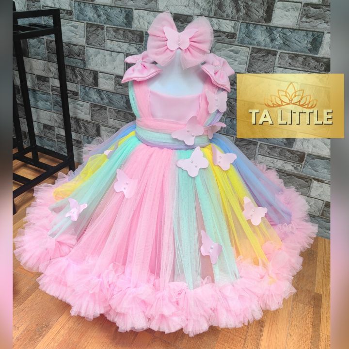 Kids Ball Gown Trendy Raffles with Butterflies | Lazada PH