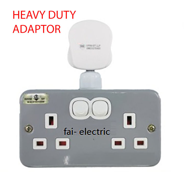 Heavy Duty 2 Ways/ 2 GANG Metal Clad Switched Socket Outlet T-Adaptor ...