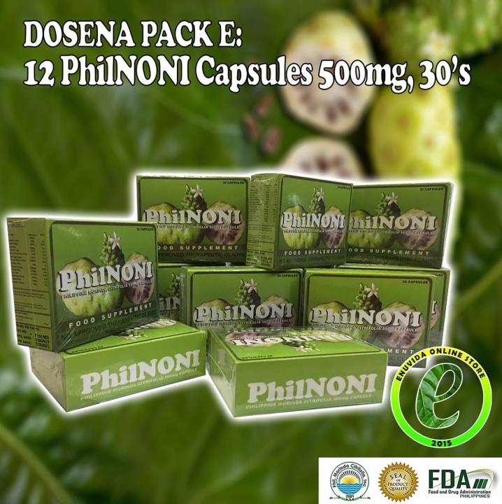 PhilNONI Dosena Pack E: 12 PhilNONI Capsules 500mg, 30's | Lazada PH