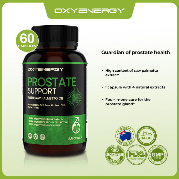 Oxyenergy Prostate Support for Men, with Pumpkin Seed Oil ，Saw Palmetto, Nettie Extract ...