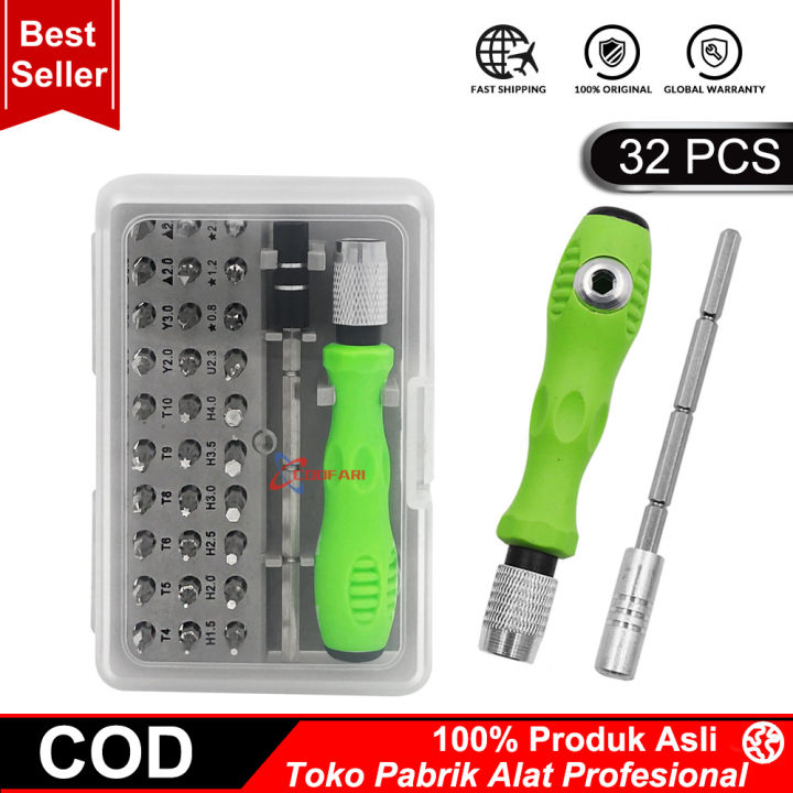 OBENG 32 IN 1 KOTAK dilengkapi pinset Obeng 32in1 multi Screwdriver set pinset kotak transparan ...
