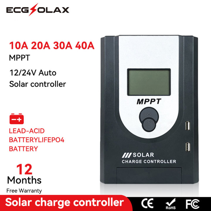 ECGSOLAX 10A/20A/30A/40A MPPT Solar Charger Controller 12V 24V Solar Panel Intelligent Regulator ...