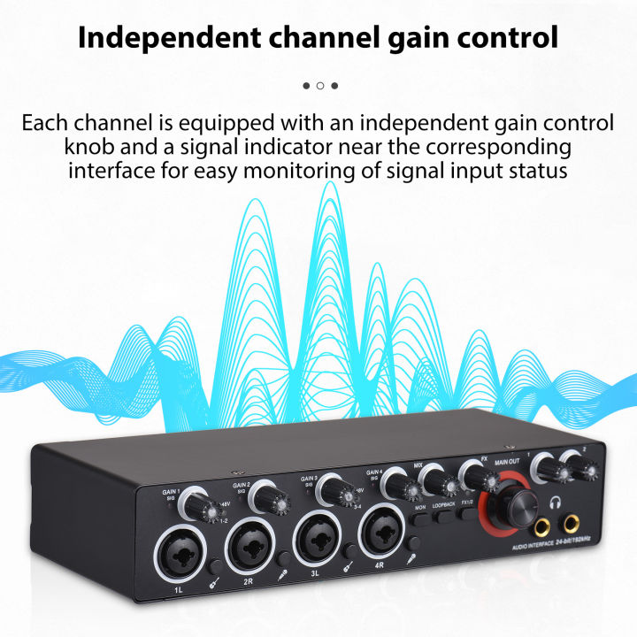 4 Channels Recording Sound Card with Driver Free Audio Interface, 4-in ...