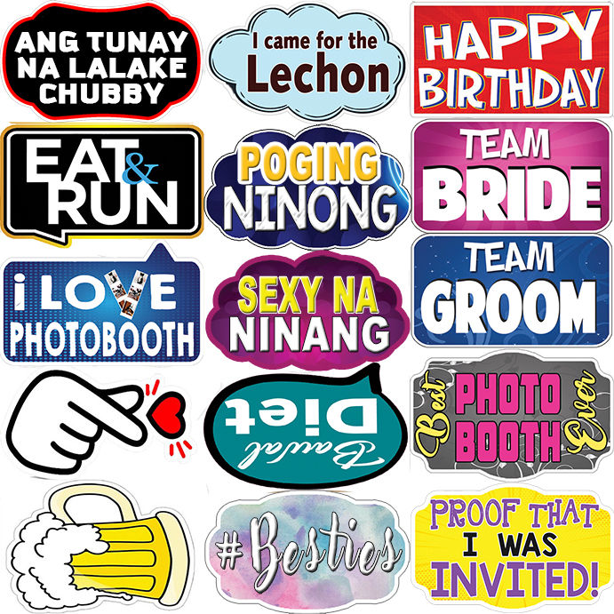 Photobooth props 15 pcs set on 1.5 mm sintraboard coated | Lazada PH