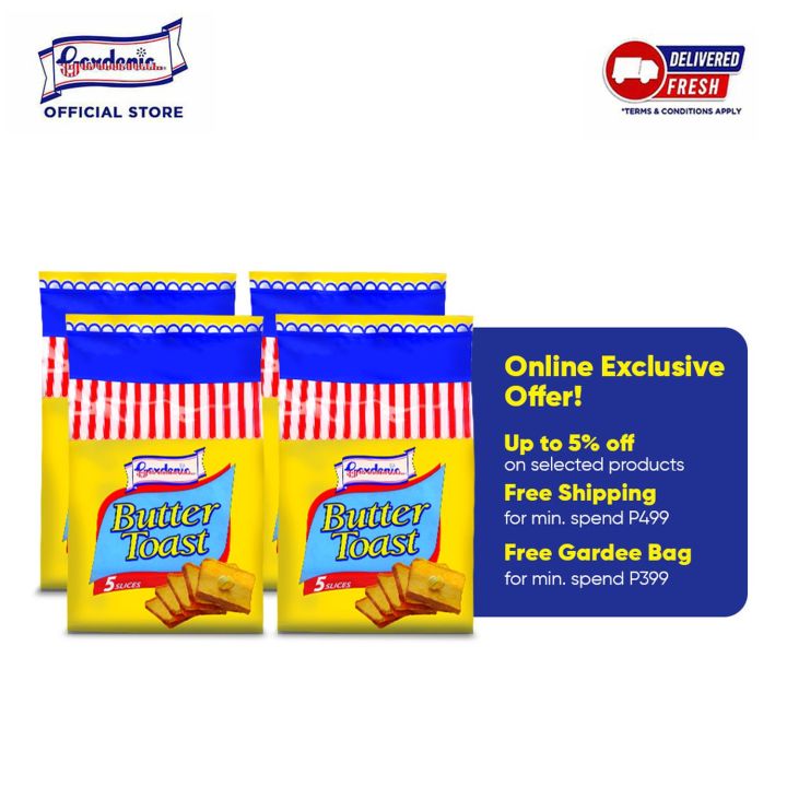 Gardenia Butter Toast 5-Slice Pack 125g Set of 4 | Lazada PH