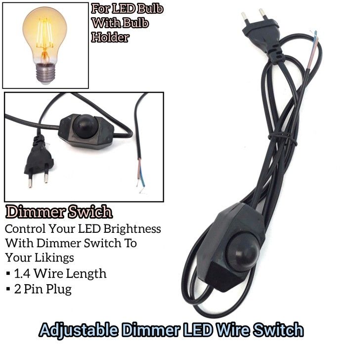 AC CORD DIMMER WIRE FOR LAMP BULB LED Adjustable Dimmable Switch With 2 ...