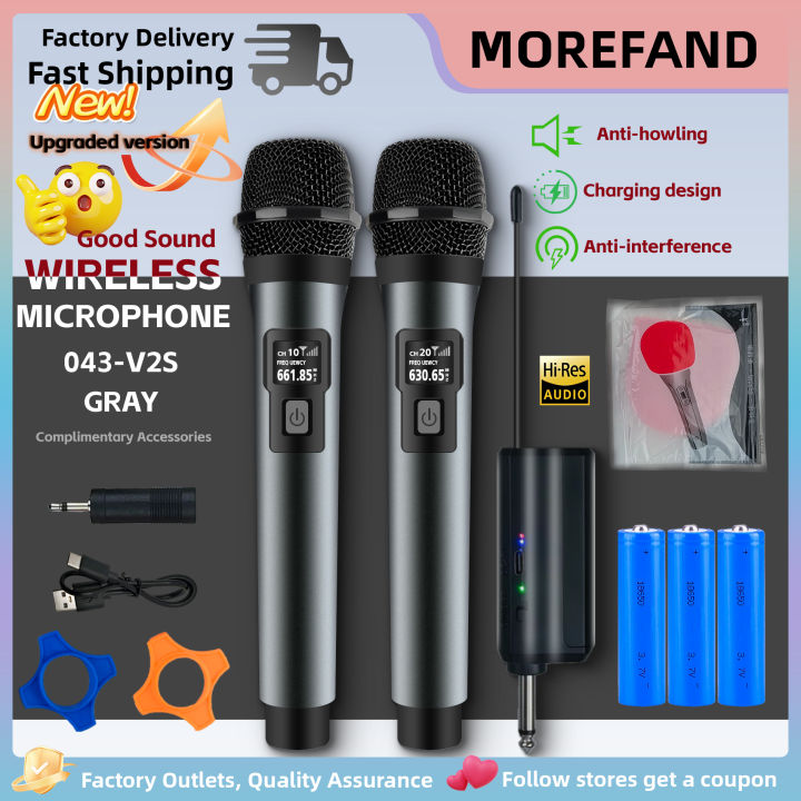 Rechargeable Wireless Microphone Original Dual Handheld Microphone with ...