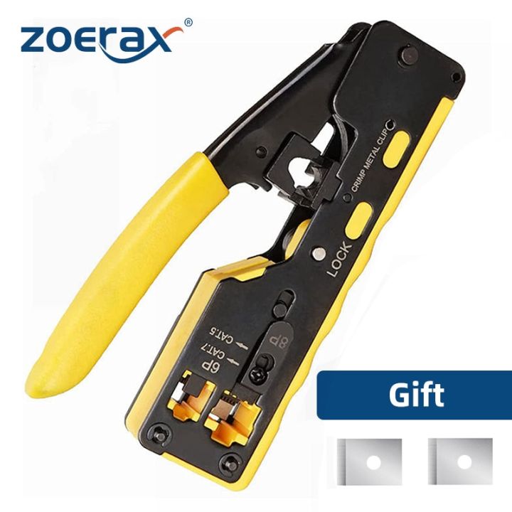 ZoeRax RJ45 Pass Through Crimping Tool Crimp Tool for RJ45 RJ12 RJ11 ...