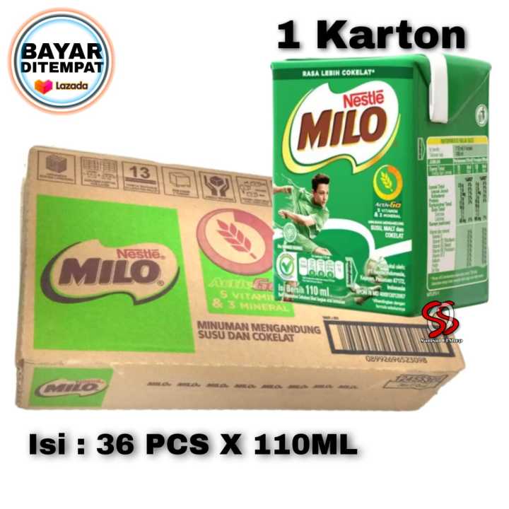 1 (satu dus) Milo Susu UHT 110 ml Rasa Cokelat Isi 36 Pcs | Lazada ...