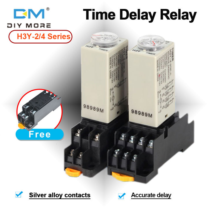 diymore Time Relay H3Y-2 4 Power-on Delay DC12V/24V AC220V Silver Contact Small Time Relay DC24V ...