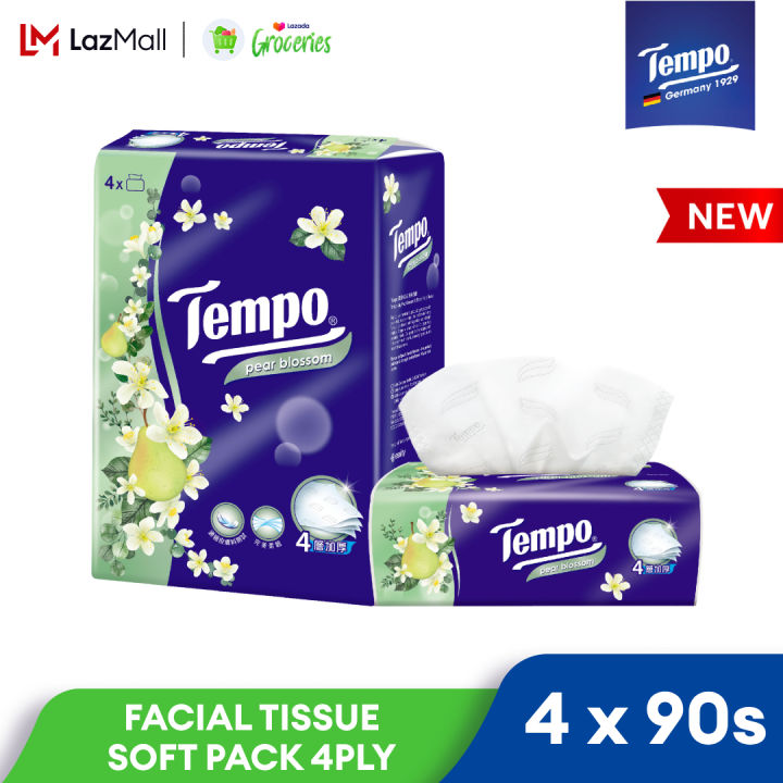 Tempo Facial Tissue Medium 4ply Pear Blossom (4x90s) | Lazada