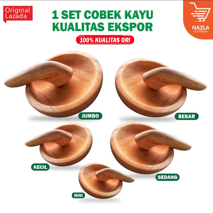Cobek Kayu 1 Set Terbuat Dari Kayu Tinggi Serat | Lazada Indonesia