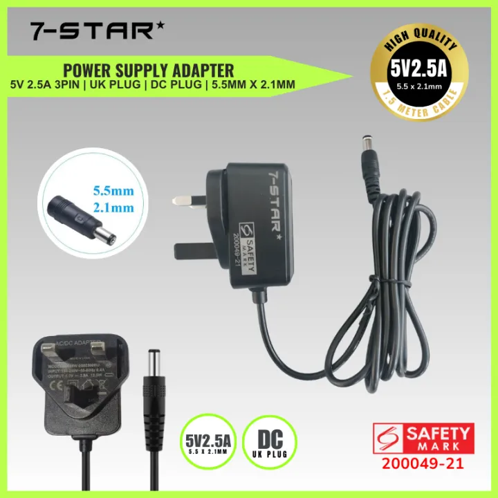 7-STAR* 5V 2.5A | 3A AC DC Power Supply Adaptor 3PIN/UK PLUG Adapter CE ...