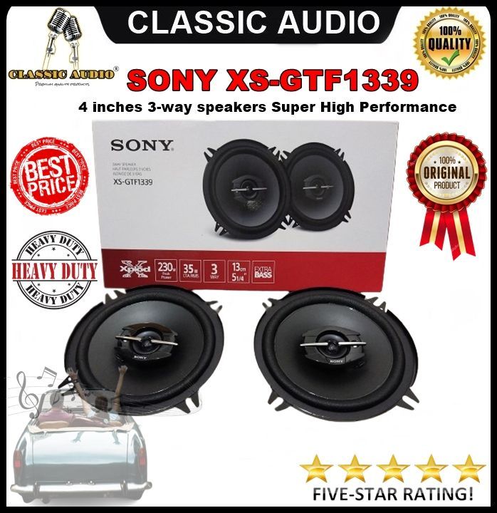 SONY CAR AUDIO SPEAKER By Classic Audio- XS-GTF1339 4 inches 3-way ...