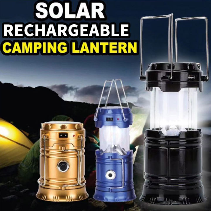 Solar Camping Lantern Emergency LED Light Rechargeable LED Light 6 LED ...