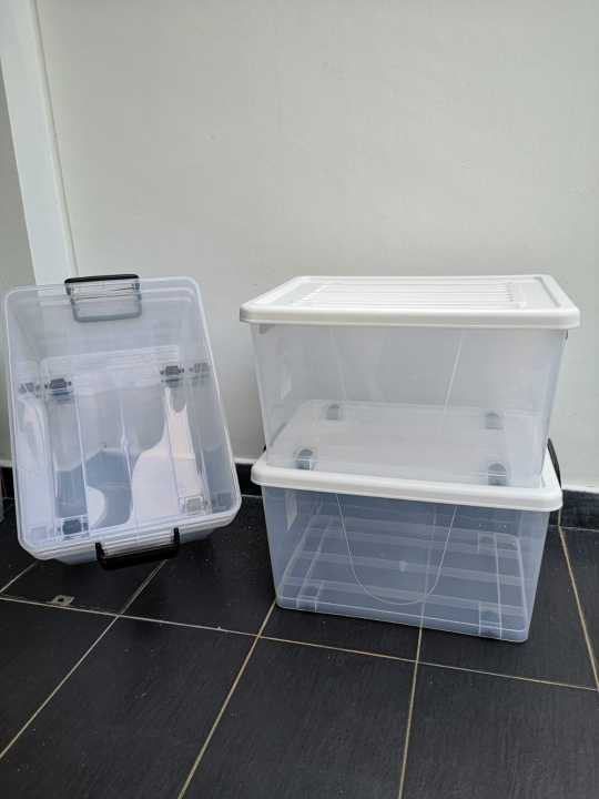 Transparent Plastic Storage Box 50L Big Capacity Stackable Storage ...