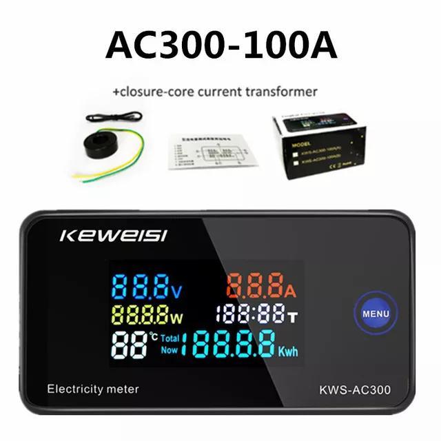 AC WATT METER DIGITAL 6IN1 KWH KWS AC-300 100A VOLT AMPERE - Skala ...