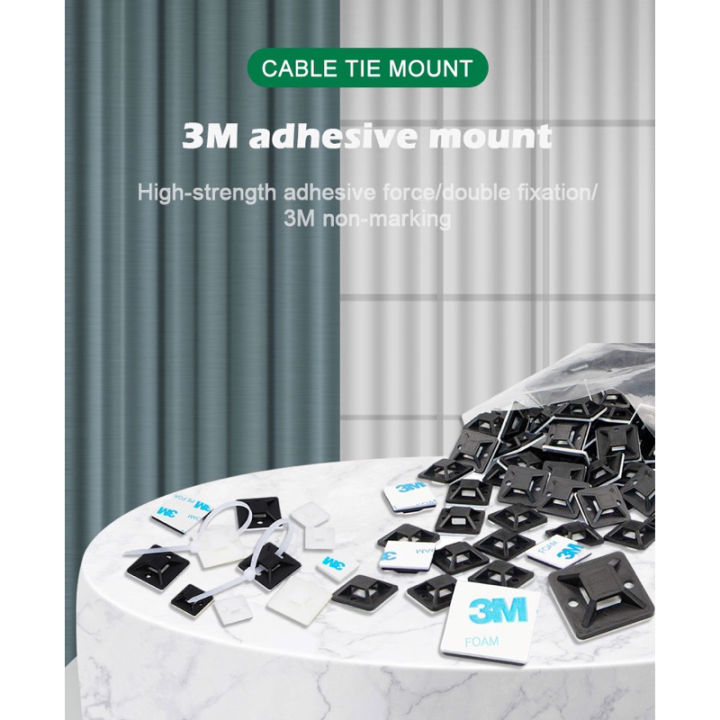 Cable Tie Mount Base 3M Foam Self Adhesive Wire Tie Mount - 20mm/25mm ...