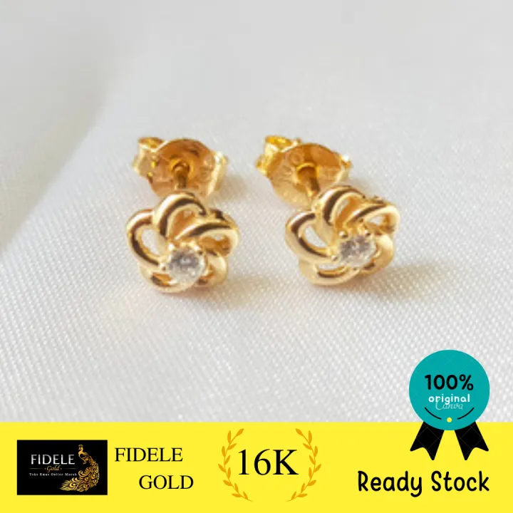 giwang bunga mata kadar 700 anting emas asli kadar tua | Lazada Indonesia