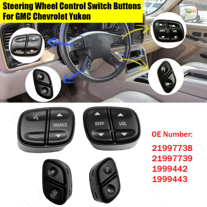 ปุ่มควบคุมสวิตช์พวงมาลัย4ชิ้นสำหรับ Chevy Silverado เชฟโรเลตเซียร่า ...