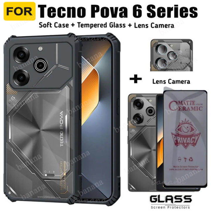Tecno Pova6 5G Phone Case For Pova 6 Pro 5G Anti-peeping Tempered Glass Pova 5 Pova 5 Pro Spark ...