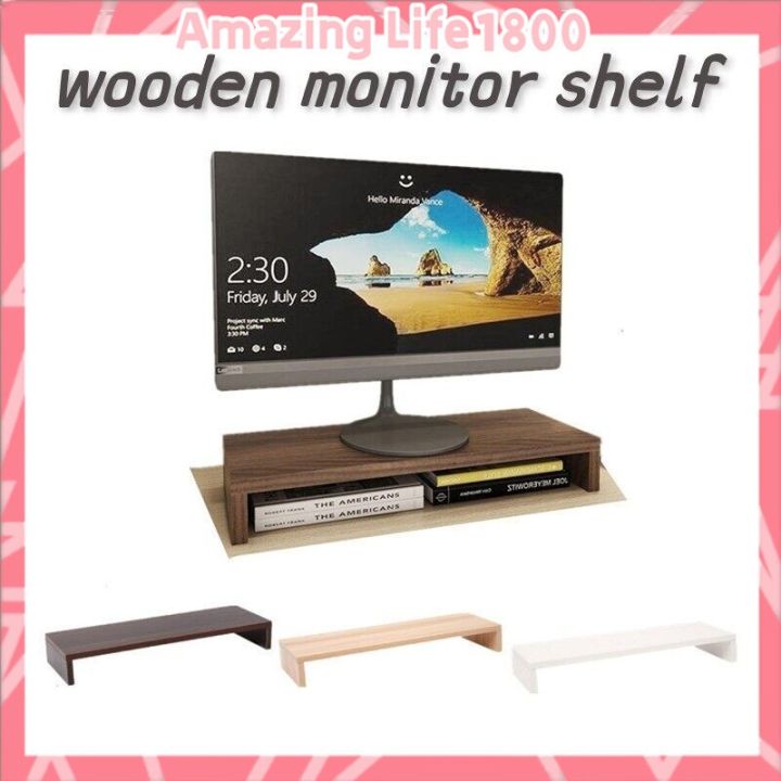 Wooden Computer Screen Monitor Increased Shelf Base Multifunctional ...