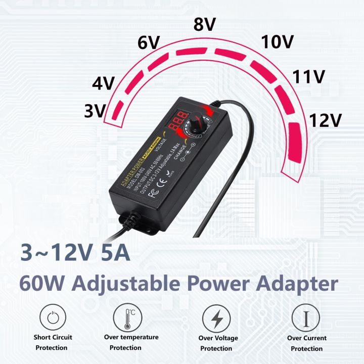 Delinx 60W 12V PC Fan Power Supply, 3-Pin 4-Pin Computer Cooler Fans ...