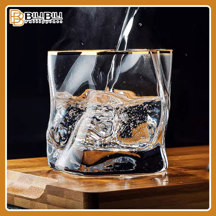 BILI.PH Unique Light Luxury Frosted Glassware Irregular Shaped Whiskey ...