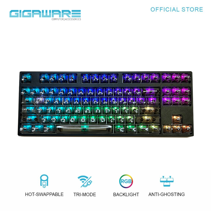 Dark Alien K87 TKL Transparent Crystal Clear 80% Wireless Keyboard Tri ...