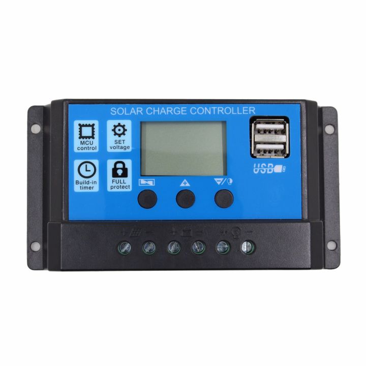 Solar Charge Controller 10A 20A 30A Cell PWM Pengisi Daya Surya 12V 24V ...
