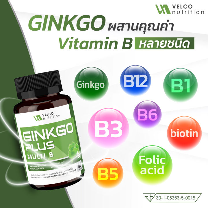 Velco nutrition Ginkgo plus multi vitamin B สารสกัดจากใบแปะก๊วย สารสกัด ...