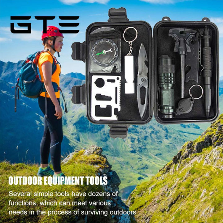 GTE 10 in 1 Camping Survival Equipment Tool Box Outdoor Emergency Tool ...