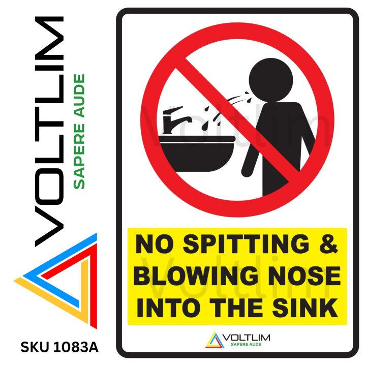 No Spitting & Blowing Nose Into The Sink Prohibition Stop Sign Label ...