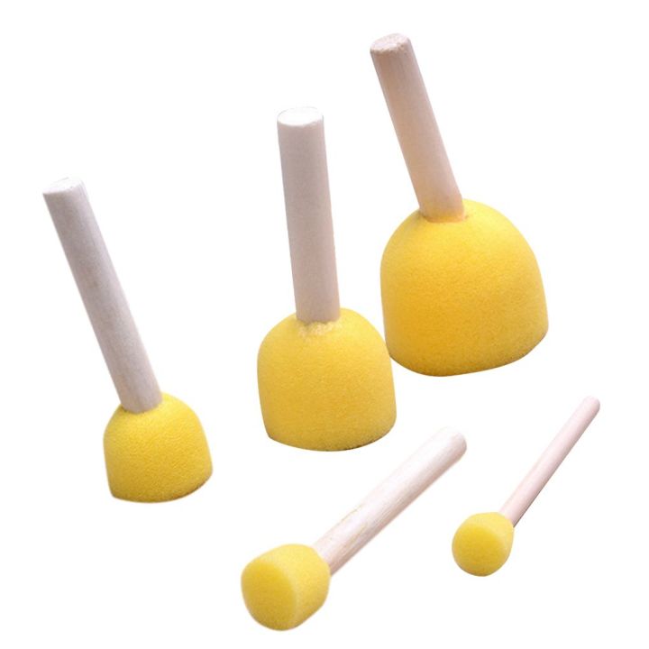 5pcs Assorted Round Paint Foam Sponge Brush Set Painting Tools Stippler for Kids Painting Crafts ...