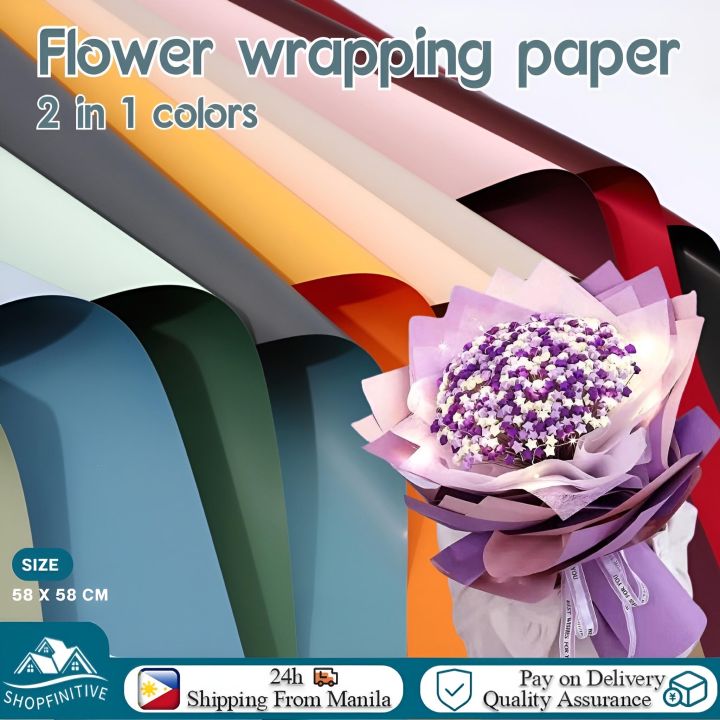 Pretty 20 pcs Two-Sided Colored Flower Wrappers 58*58cm Korean wrapper ...