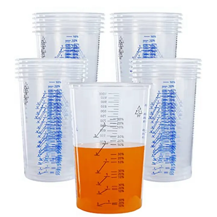 (SZYU) 32 Oz (1000Ml) Disposable Flexible Clear Graduated Plastic ...