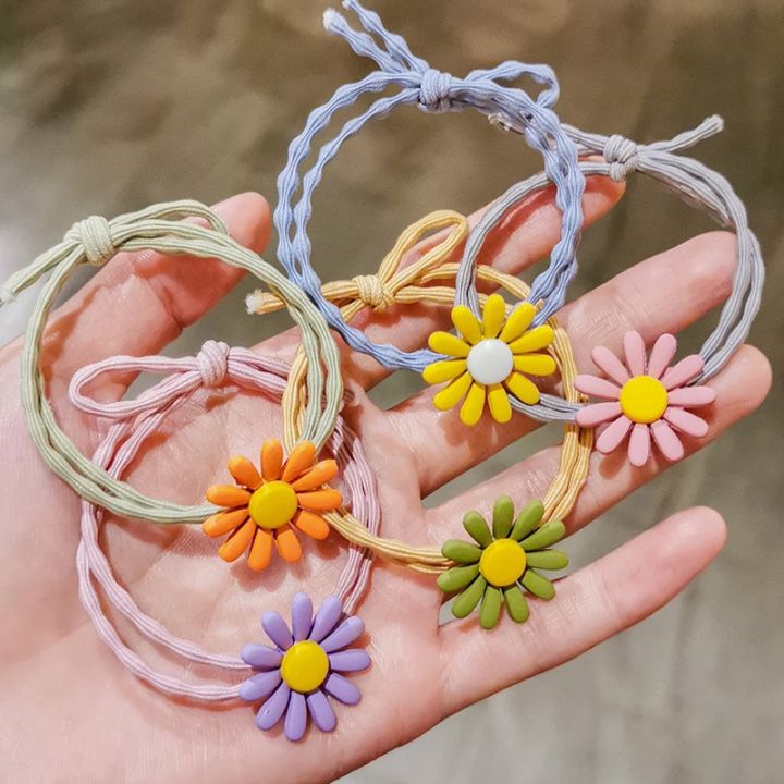 Multicolor Elastic Hair Bands Daisy Flower Cute Tie Rubber Band Hair ...