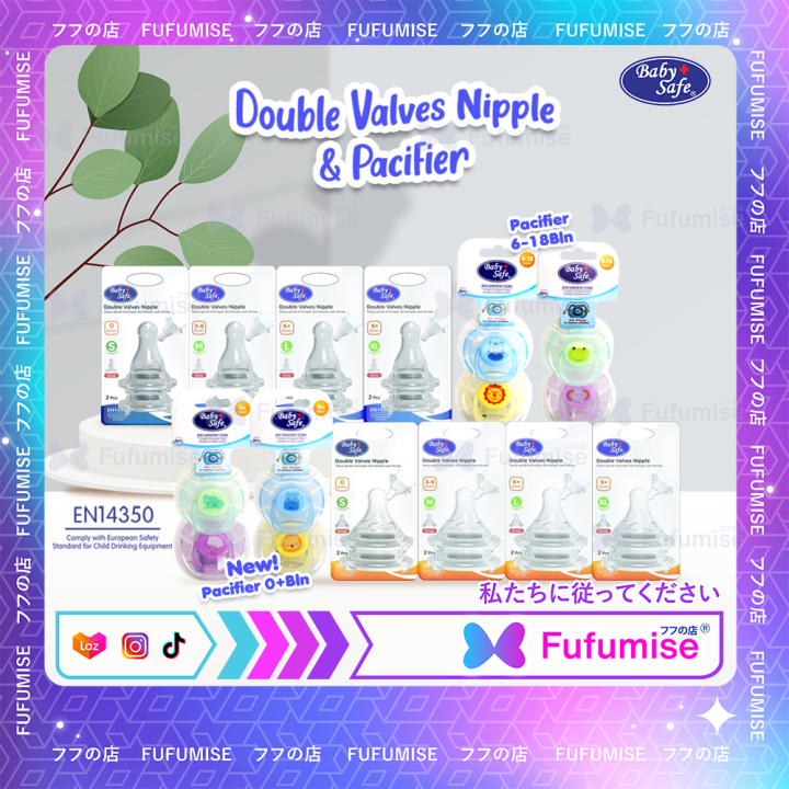 BABY SAFE Double Valves Nipple Slim Neck & Pacifier | Wide Neck ...