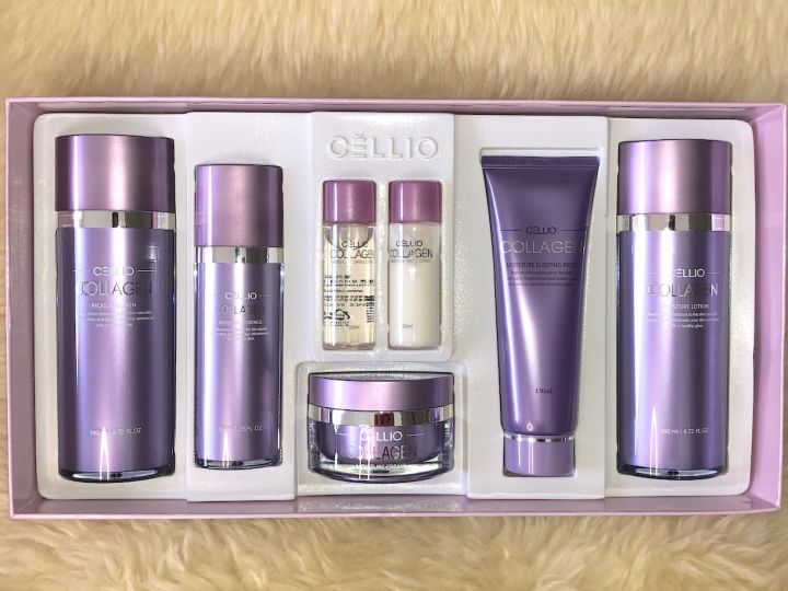 Korean CELLIO Collagen Skin Care Set 7pcs Moisture Essence Cream Lotion ...