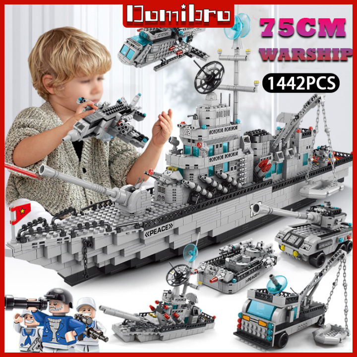 Lego Military Warships Cruiser Ship Building Blocks Set For Boys Navy ...