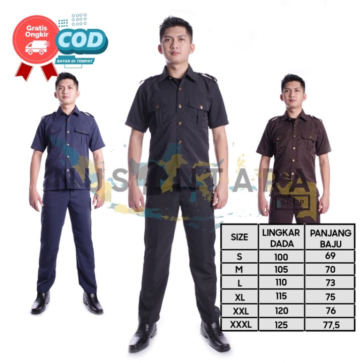 Seragam Safari Security Hitam Terbaru Lengan Pendek Seragam Safari ...