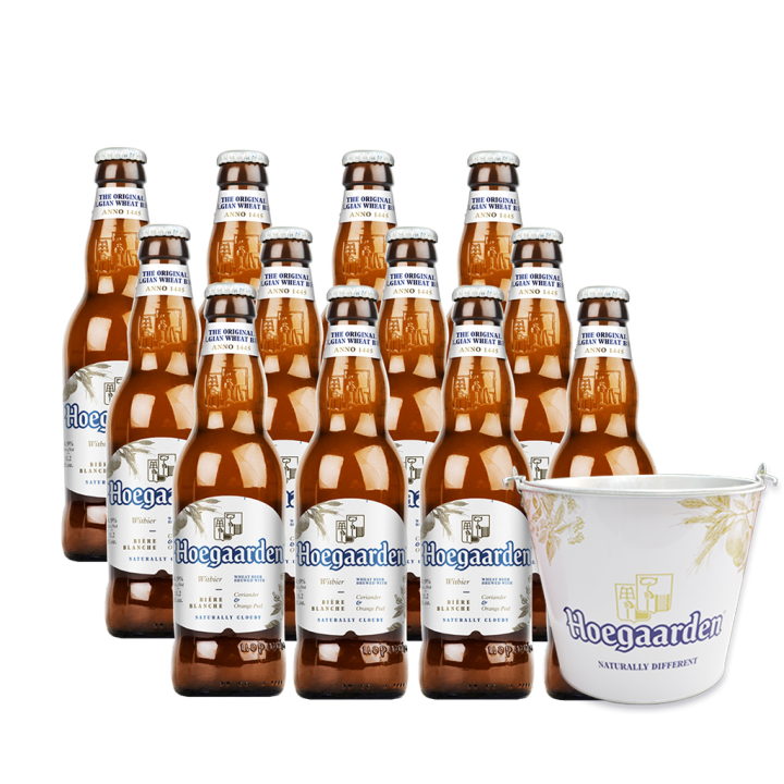 Hoegaarden White Beer 330ml Bottle x12 with FREE Hoegaarden Bucket ...