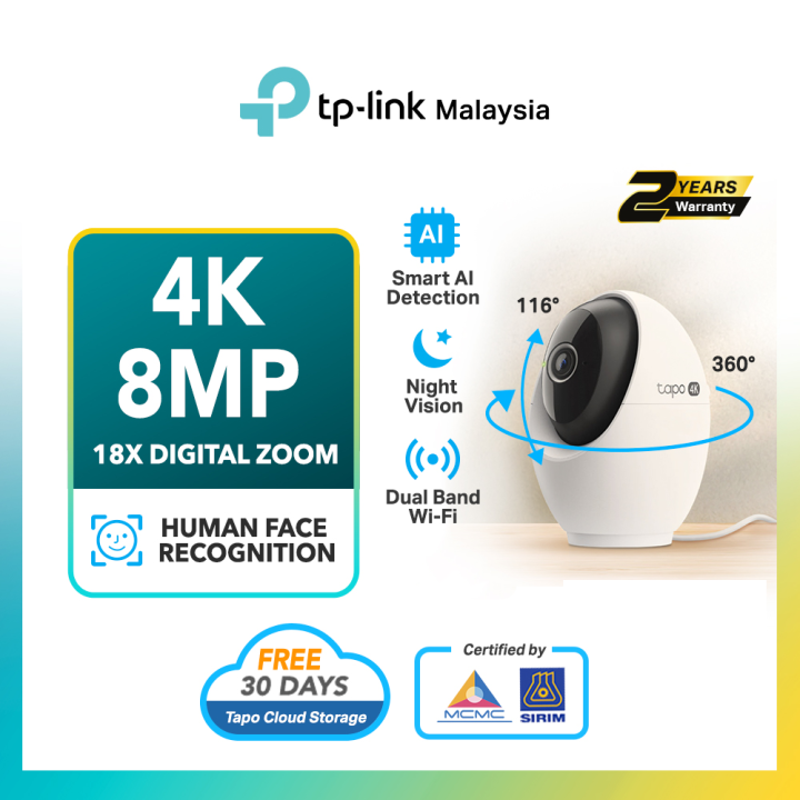 TP-Link Tapo C260 4K 8MP Pan/Tilt AI Smart Camera – Face & Pet Detection, 360° View, Night ...