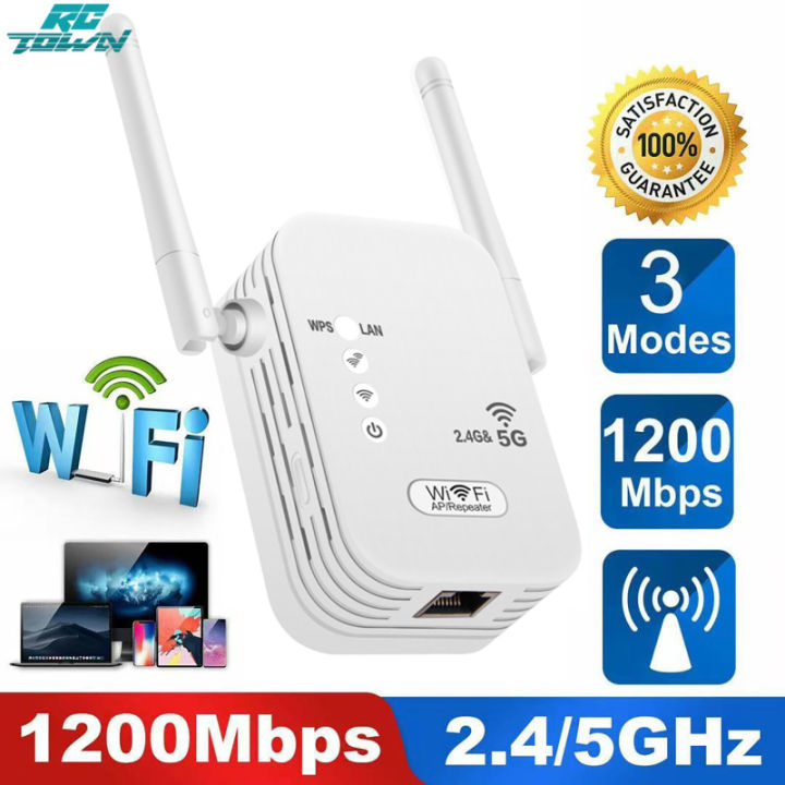 WiFi Extender Signal Booster Powerful 1200M 5G Dual Band Wireless ...