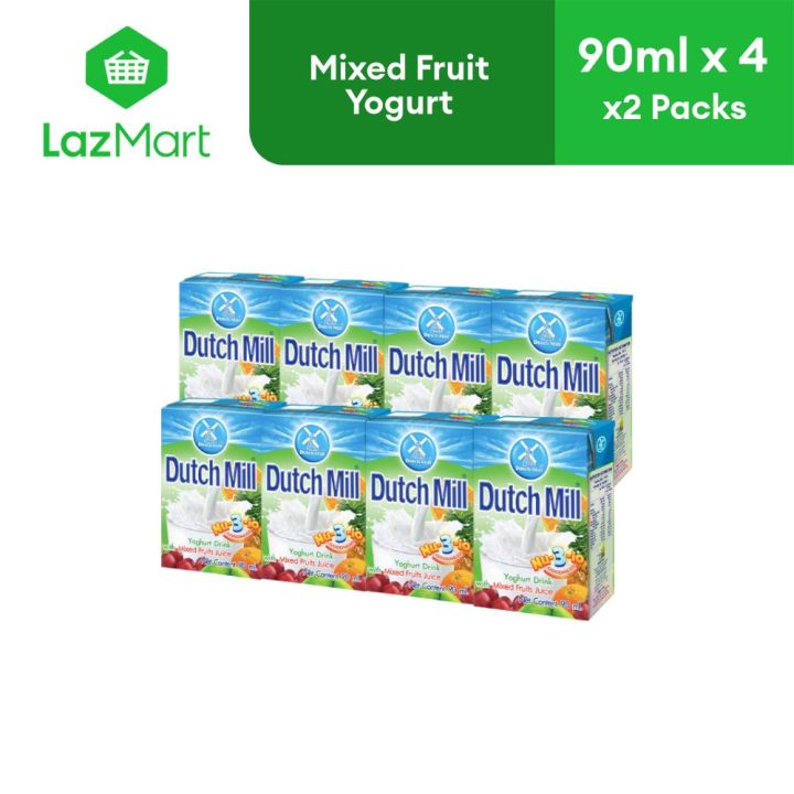 Dutch Mill Yoghurt Drink Mixed Fruit Juice 90ml x 4 - Pack of 2 | Lazada PH