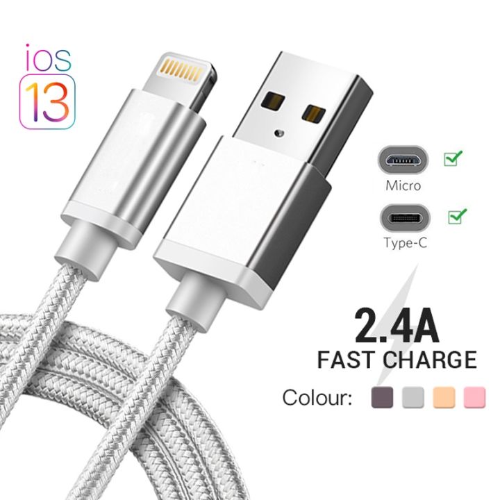 Nylon fast charging mobile phone data cable | Lazada PH