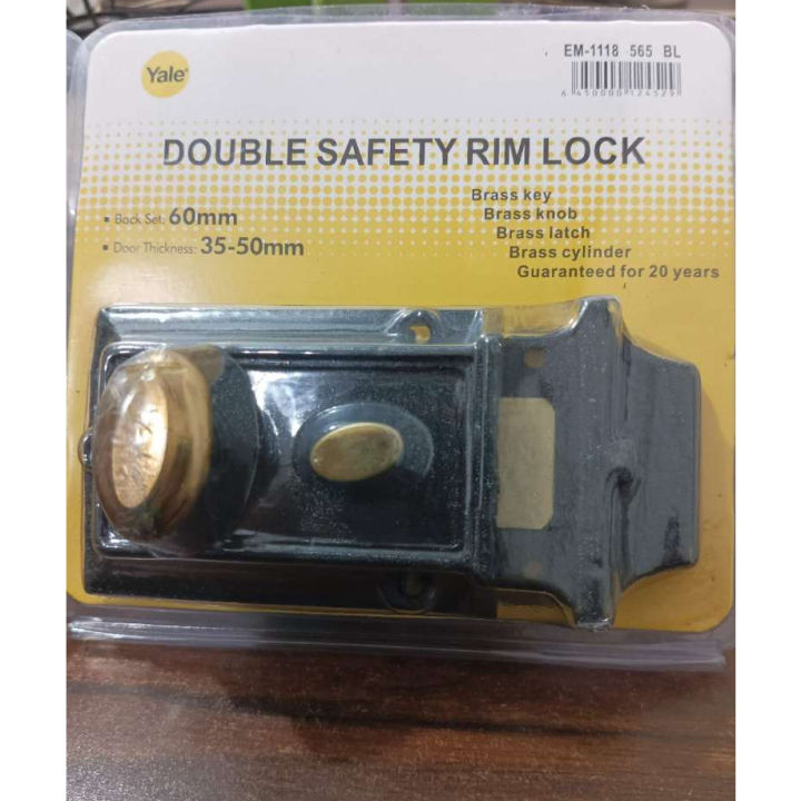 "GREAT LOVE" YALE DOUBLE SAFETY RIM LOCK BACK SET 60mm DOOR THICKNESS ...