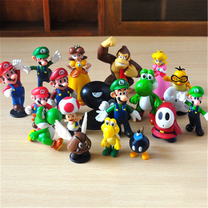 18pcs/set Super Mario Bros Family PVC Figures Toys Mario Luigi Wario ...