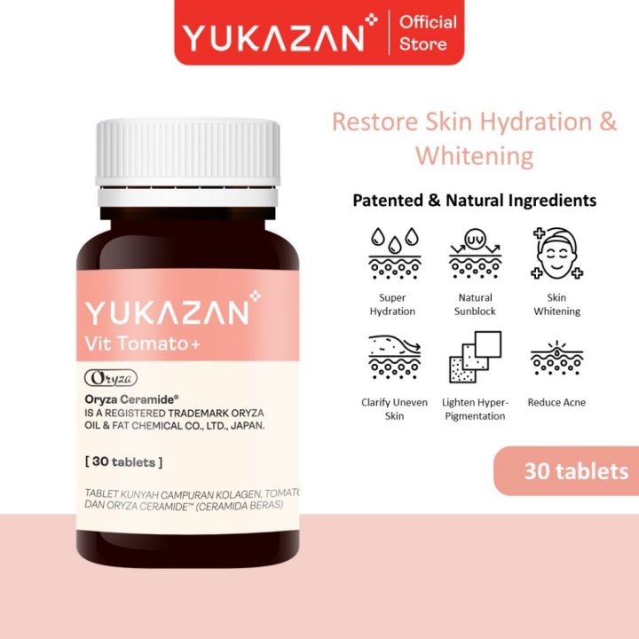 Yukazan Vit Tomato+ 30s Brightening Supplement - Collagen, White Tomato ...