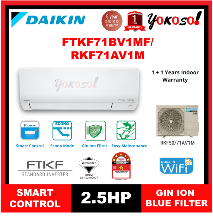 [Seller's Own Fleet] Daikin FTKF71C / RKF71C 2.5HP R32 Gin-ION Filter WIFI Standard Inverter ...